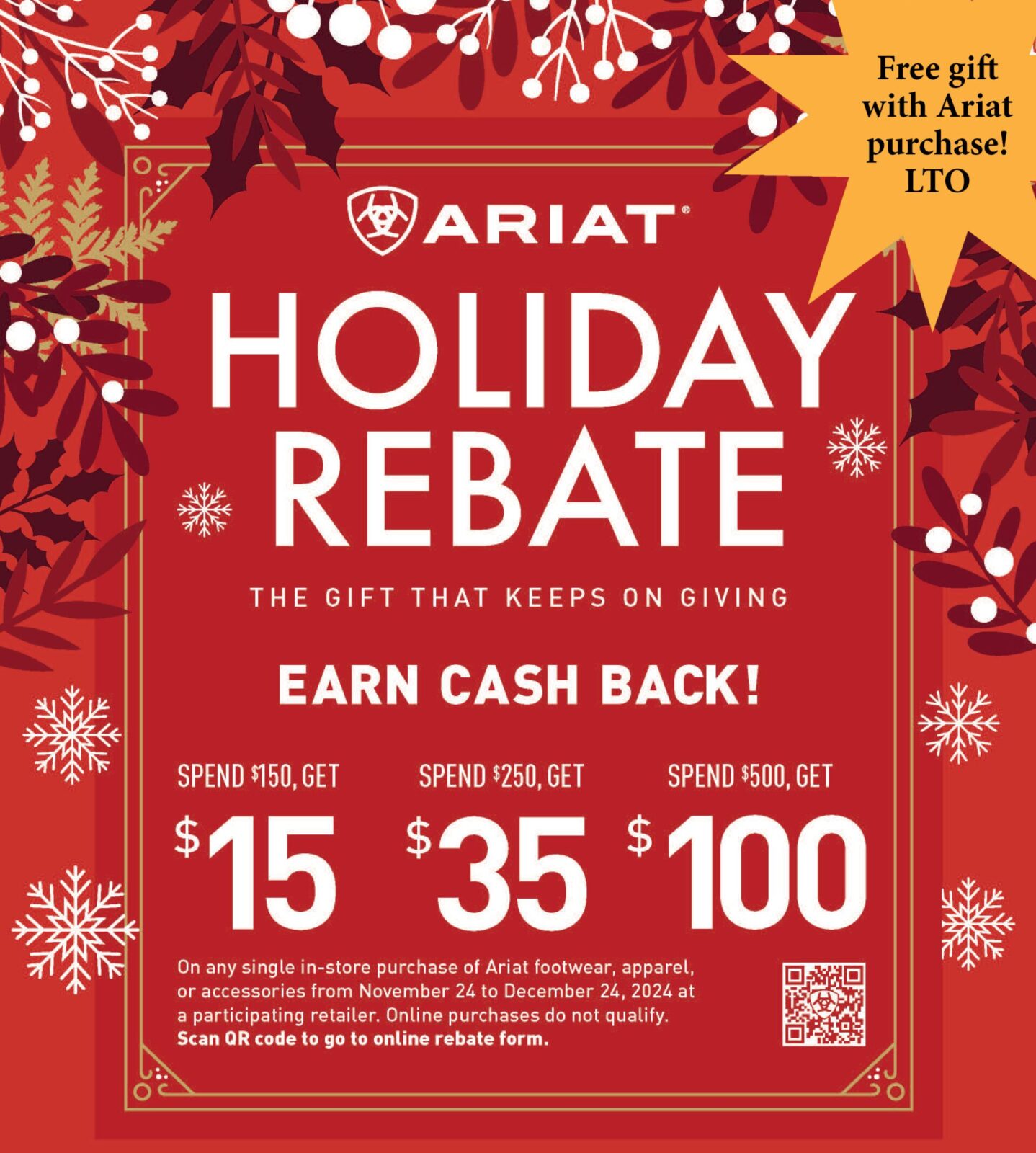 Ariat Holiday Rebate - EARN CASH BACK! November 24 - December 24, 2024 ...