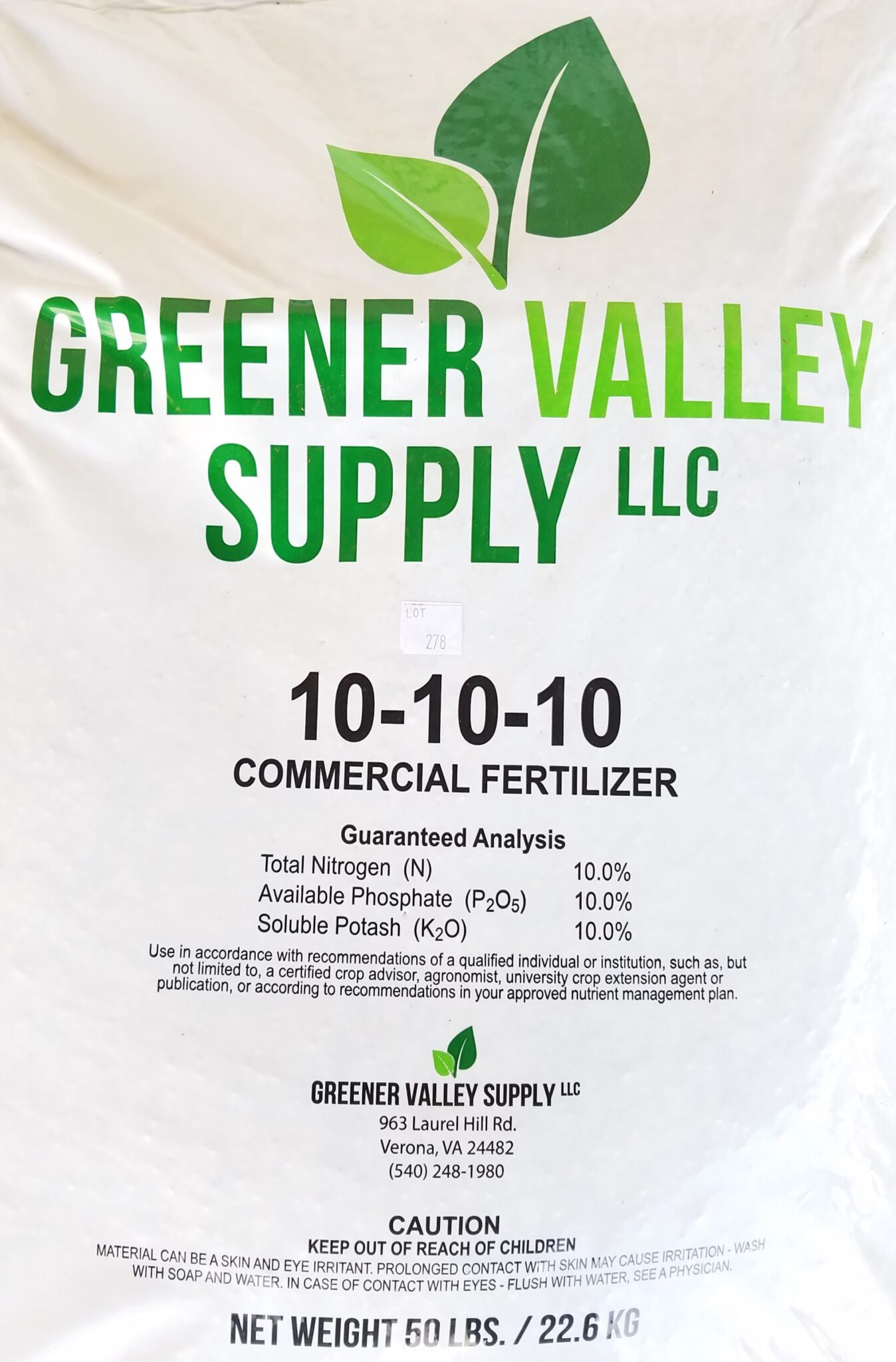 Fertilizer, 10-10-10, 50 lbs. - Augusta Cooperative Farm Bureau, Inc.
