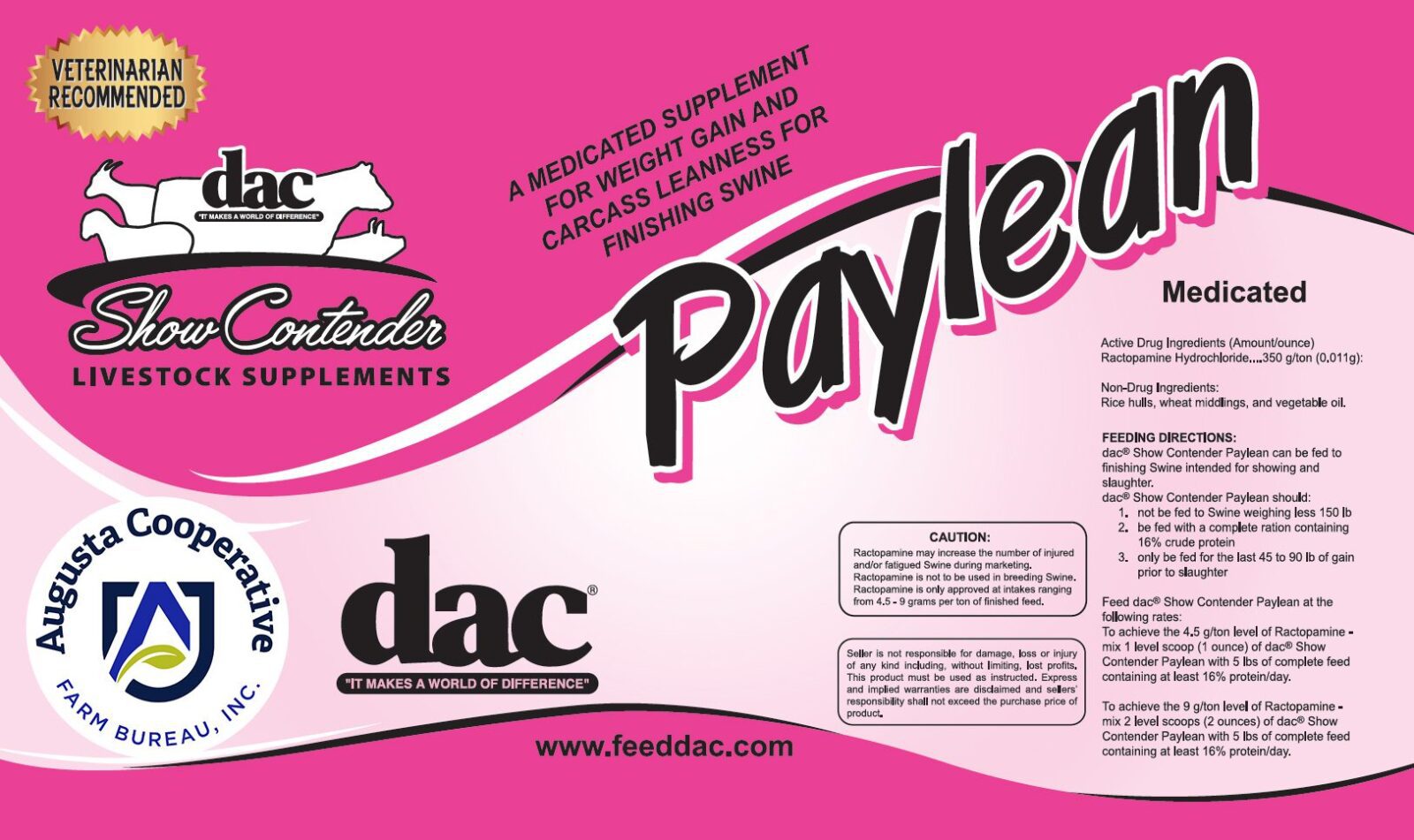 DAC, Paylean, 2.5 lbs - Augusta Cooperative Farm Bureau, Inc.